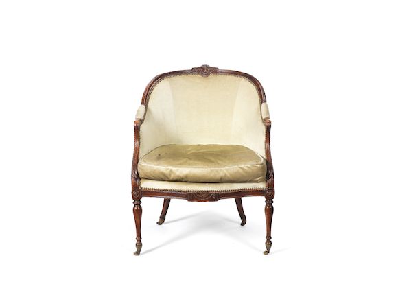 Bonhams : A George III carved beechwood bergère in the manner of Ince ...