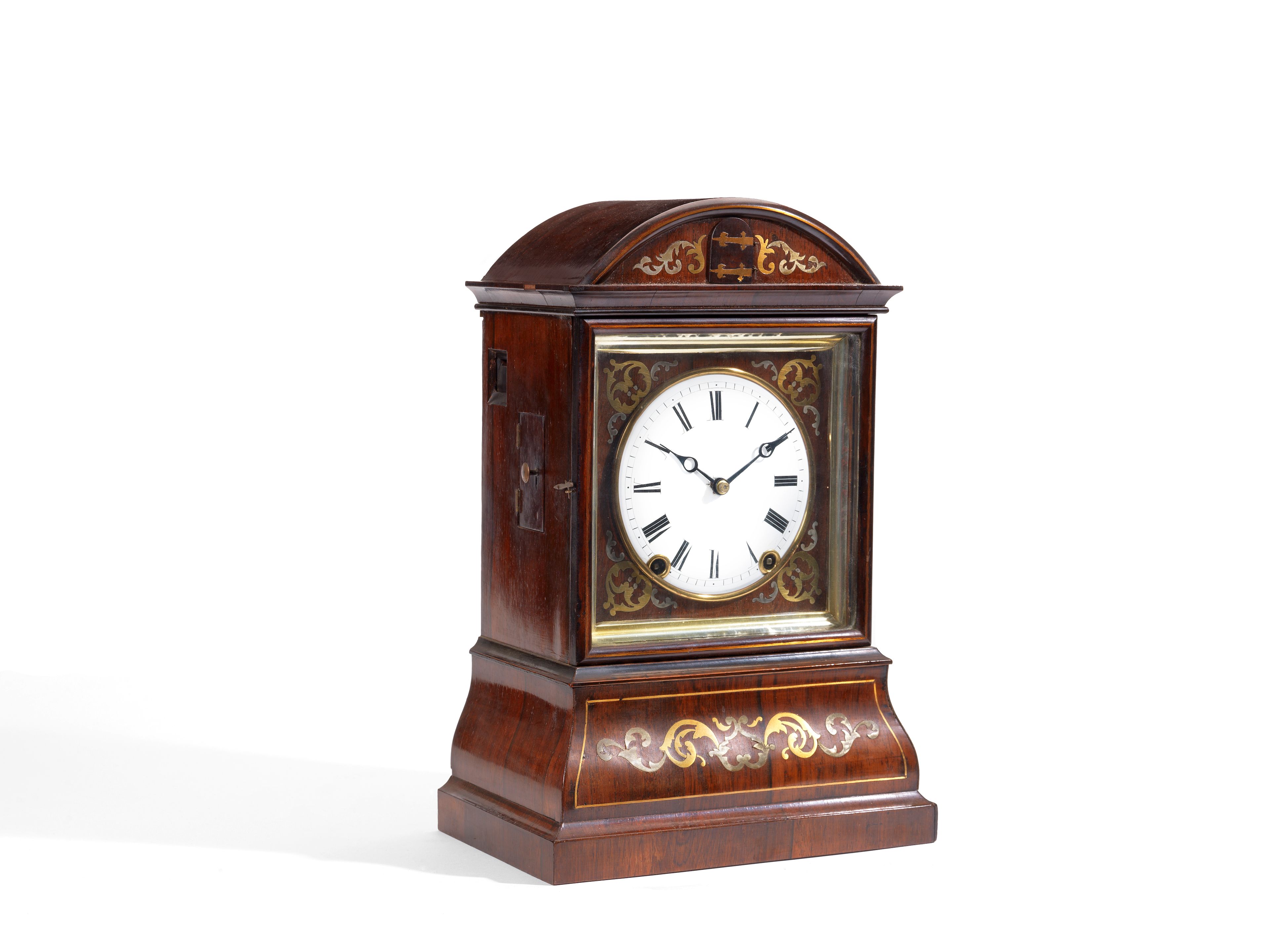 Bonhams : A mid 19th century German rosewood and brass inlaid mantel ...