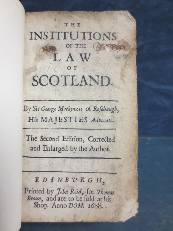 Bonhams : SCOTLAND - MACKENZIE (GEORGE, advocate to King Charles II ...