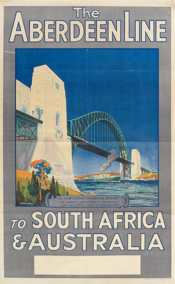 Bonhams : E Kealey 'ABERDEEN LINE TO SOUTH AFRICA AND AUSTRALIA', circa ...