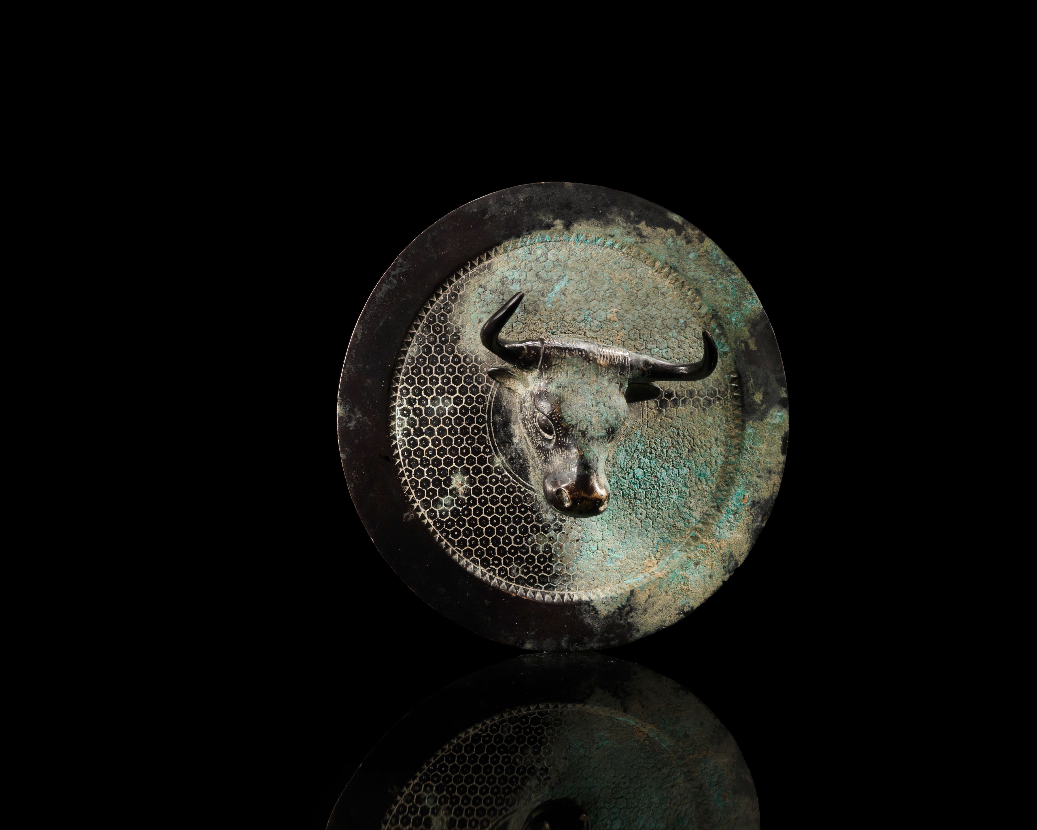 Bonhams : A Roman bronze roundel with bull's head