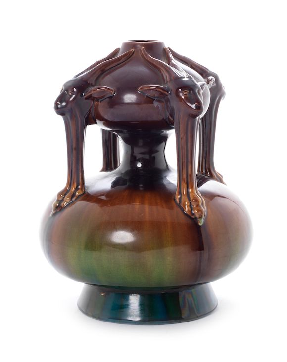 Bonhams : Christopher Dresser for Ault A Good Figural Pottery Vase with ...