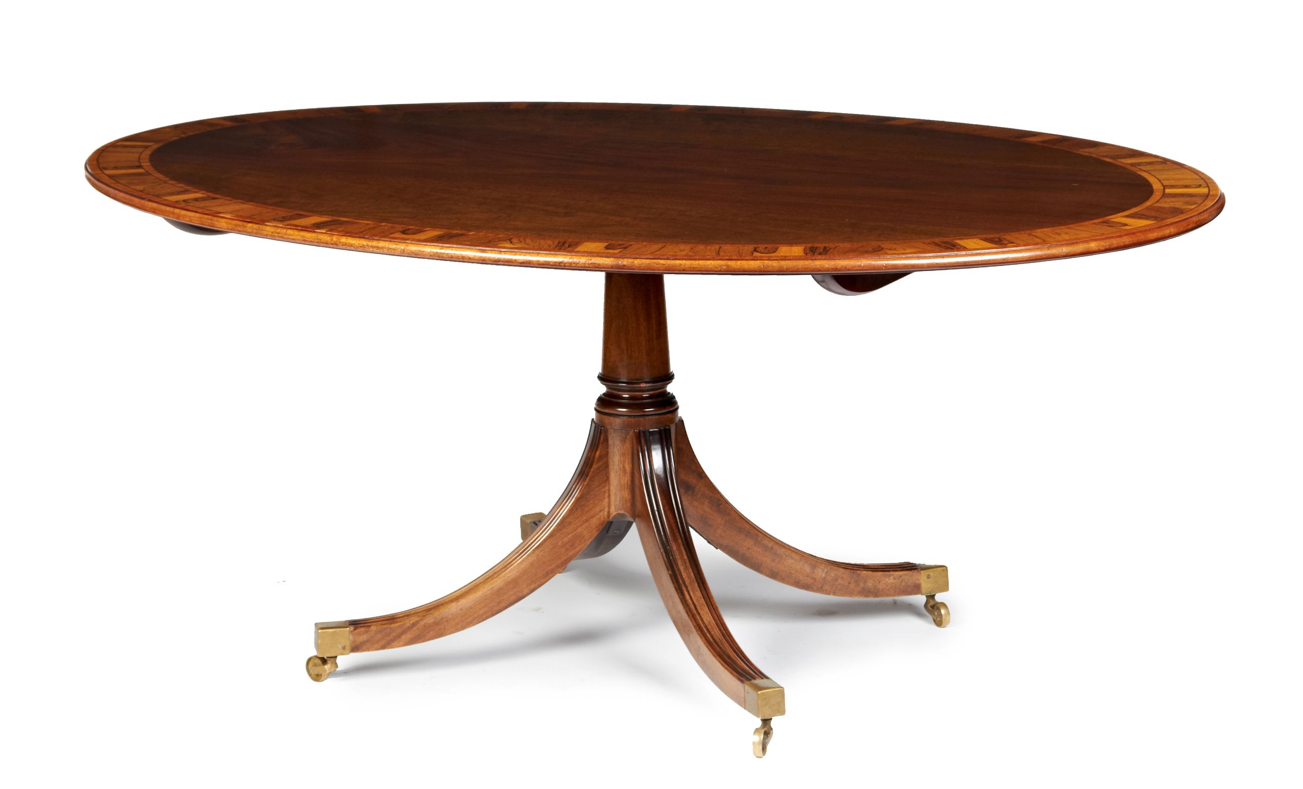 Bonhams : A reproduction Sheraton style mahogany and crossbanded oval ...