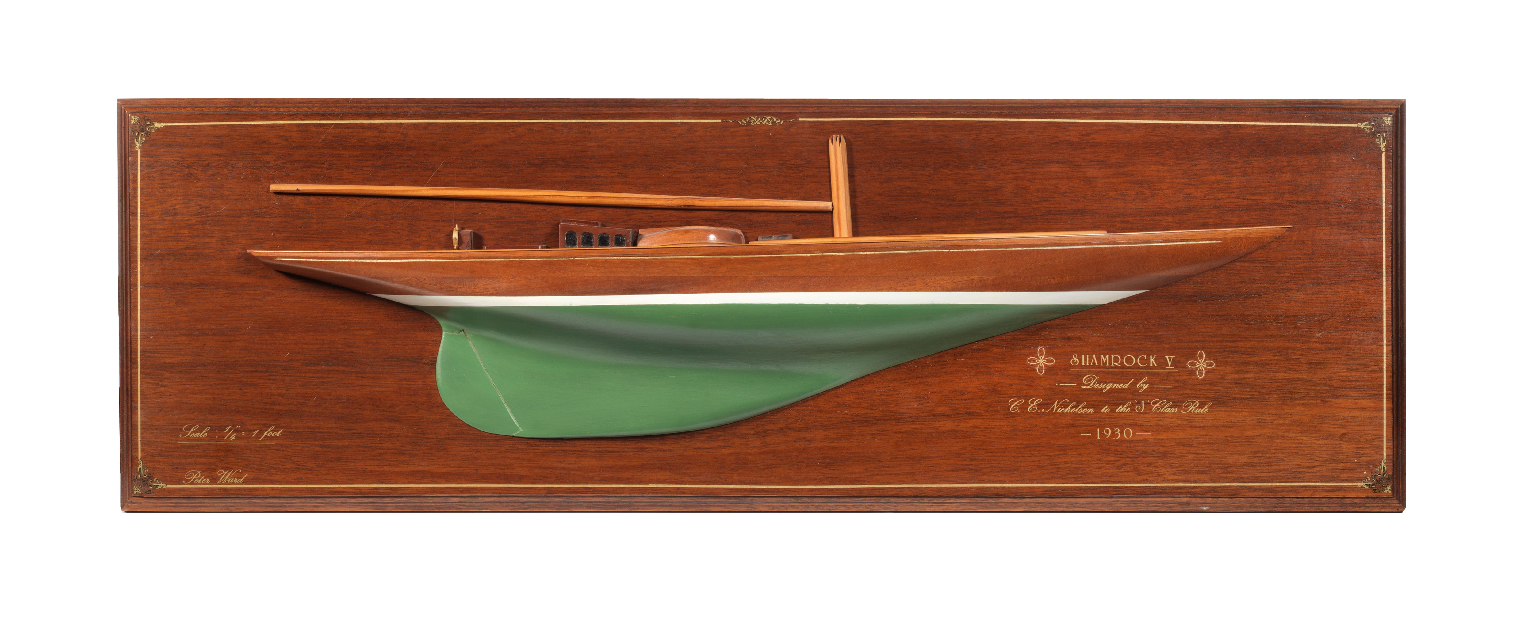 Bonhams : A half model of the J Class cutter Shamrock V 1930 36x11.5ins ...