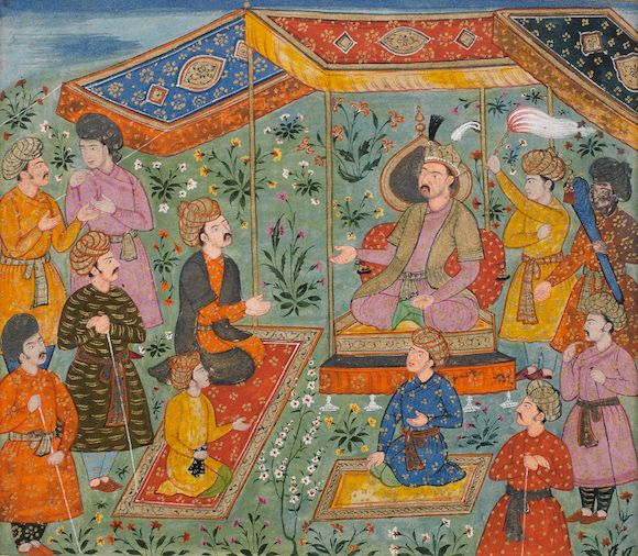 Bonhams : Three scenes from an illustrated manuscript of Firdausi's ...