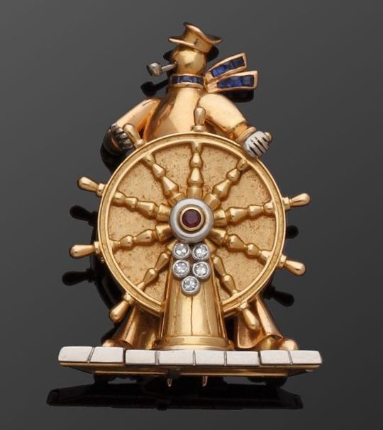 Bonhams : A novelty vari gem-set brooch watch