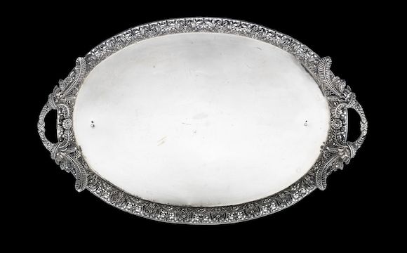 Bonhams : A large Ottoman silver Tray Turkey, late 19th Century