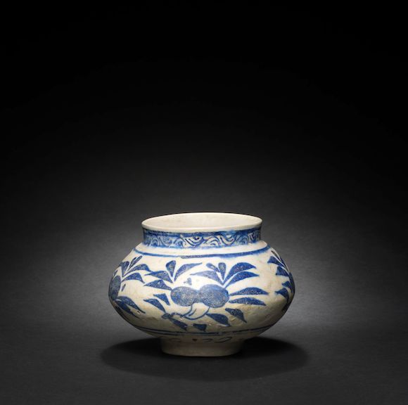 Bonhams : A Timurid underglaze-painted pottery Jar Persia, 15th Century