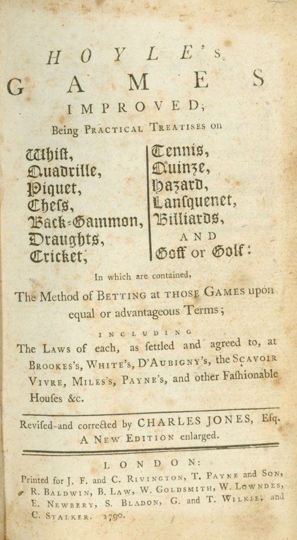 Bonhams : GAMES - HOYLE (EDMOND) Hoyle's Games Improved, Being ...