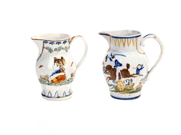 Bonhams : Admiral Duncan: two Pratt Ware jugs, circa 1795-1800