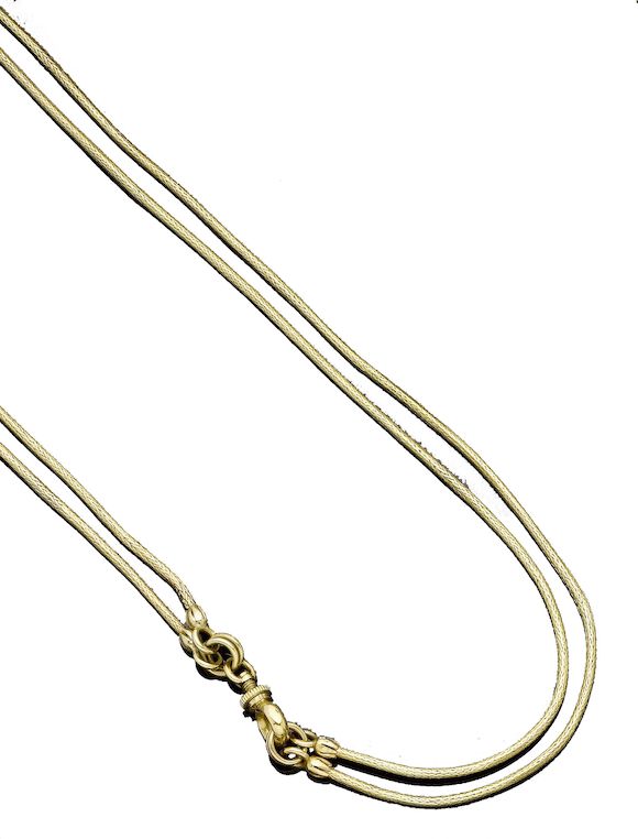 Bonhams : A late 19th century two-strand gold chain, with clasp, by Sah ...
