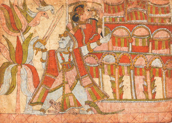 Bonhams Two Scenes From The Ramayana Ravanna Capturing Sita A Princess With A Large Entourage