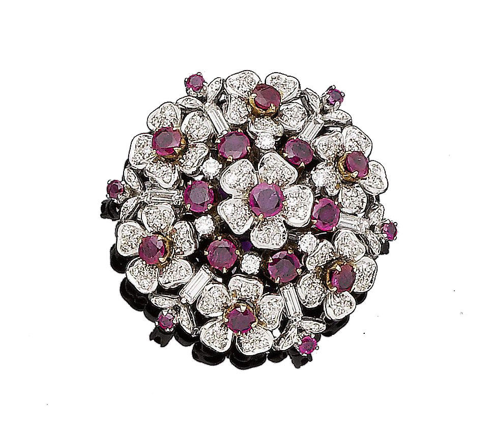 Bonhams A Ruby And Diamond Brooch