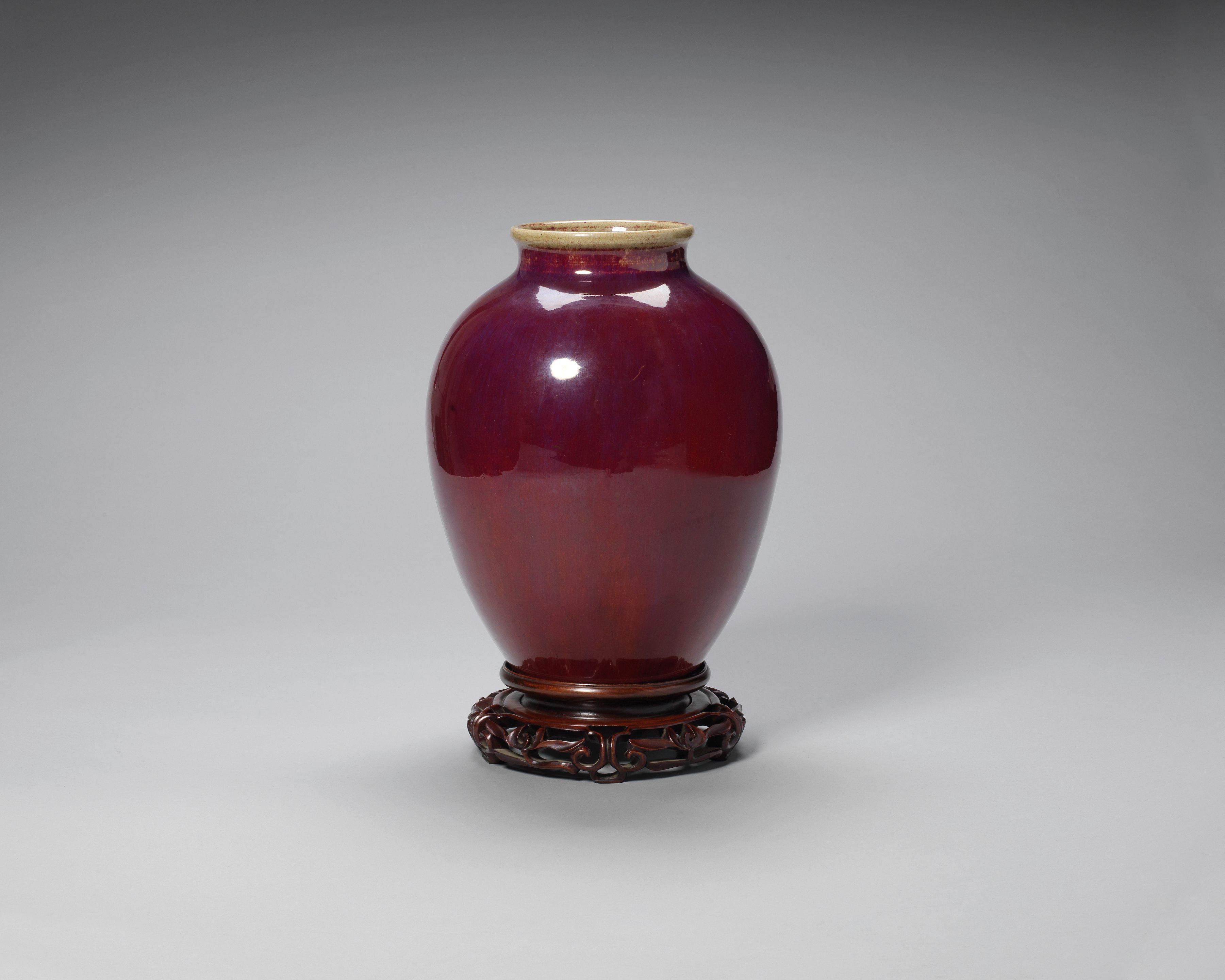Bonhams : A flambé glazed oviform vase 19th century