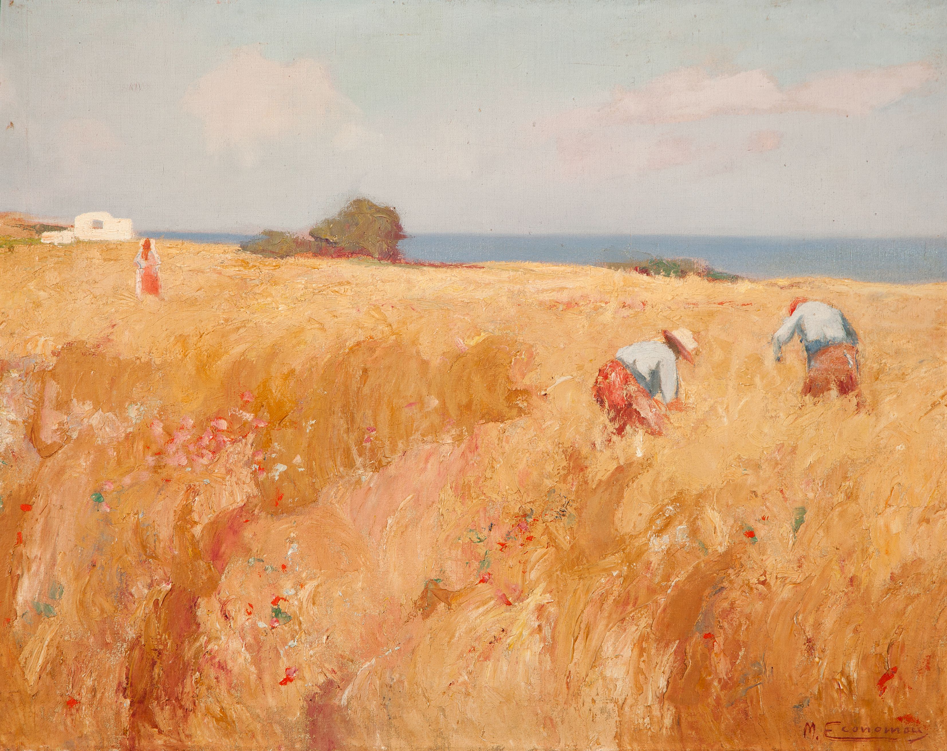 Bonhams : Michalis Economou (Greek, 1888-1933) In the field 58 x 74 cm.