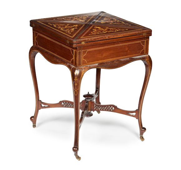 Bonhams : A late Victorian inlaid mahogany envelope card table, the ...