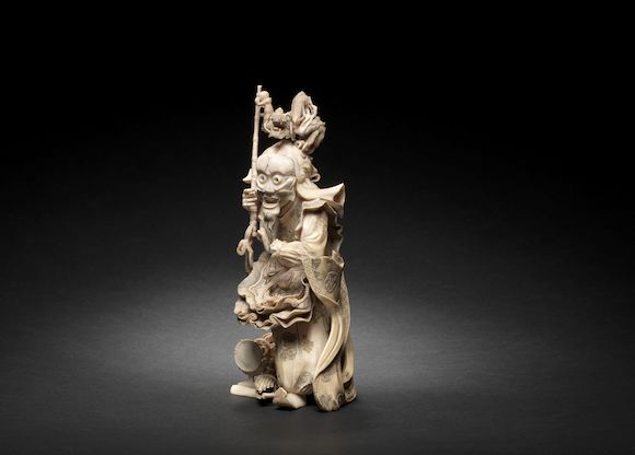 Bonhams : A rare and fine ivory figure of a Ranryo-o dancer By ...