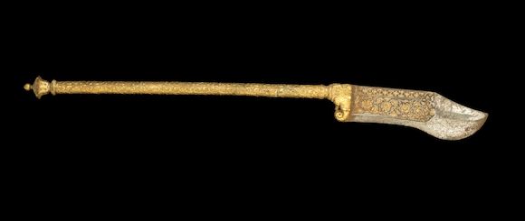 Bonhams : A gilt-steel Elephant Axe (bhuj) Kutch, Gujarat, 19th Century