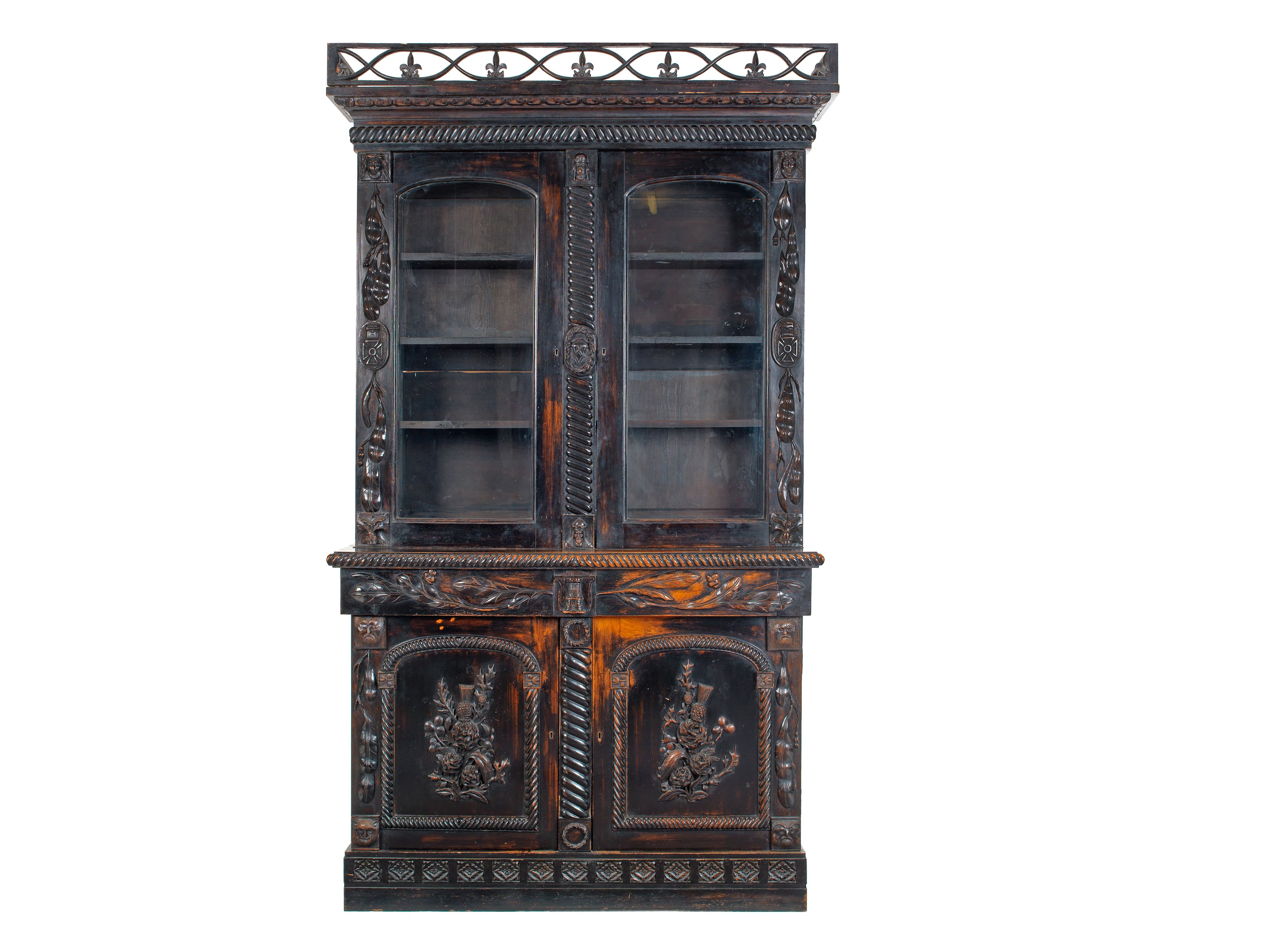 Bonhams : An early Victorian 'Norman revival' oak and later ebonised ...
