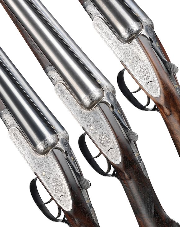 Bonhams : A matched trio of 12-bore 'Highest Quality' sidelock ejector ...