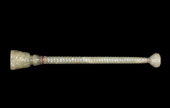 Bonhams : A Mughal gem-set carved jade Fly Whisk Northern India, 18th ...