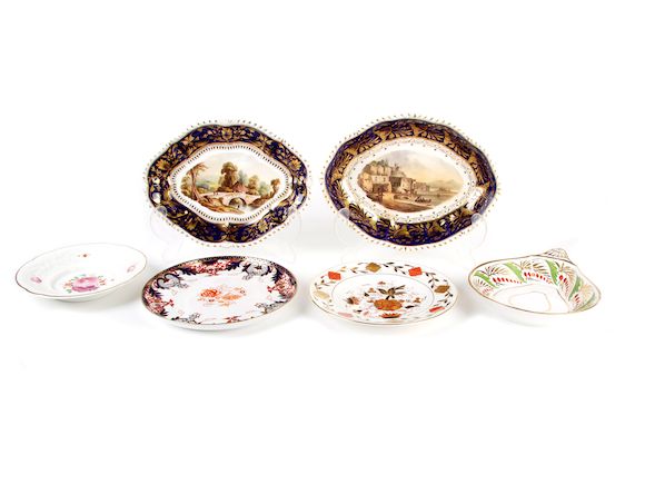 Bonhams : Three Bloor Derby plates, a Minton dish and two Royal Crown ...
