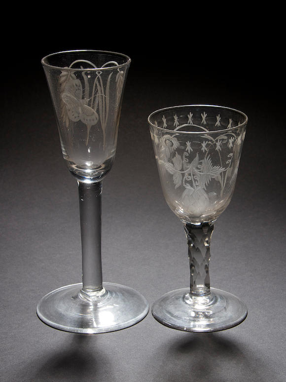 Bonhams An Engraved Ale Glass And A Small Ale Glass Circa 1765