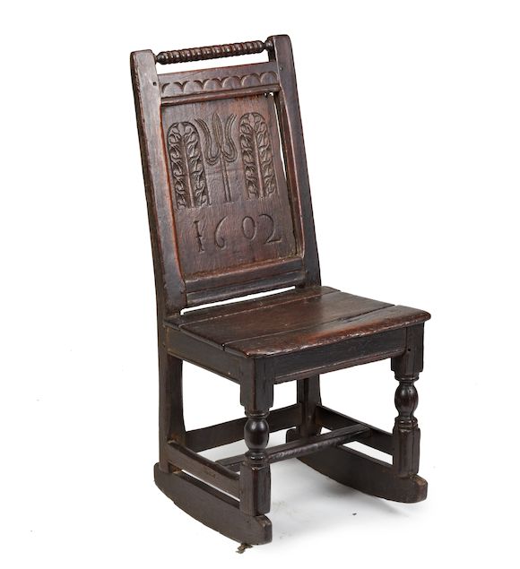 Bonhams : A part 17th century oak back-stool