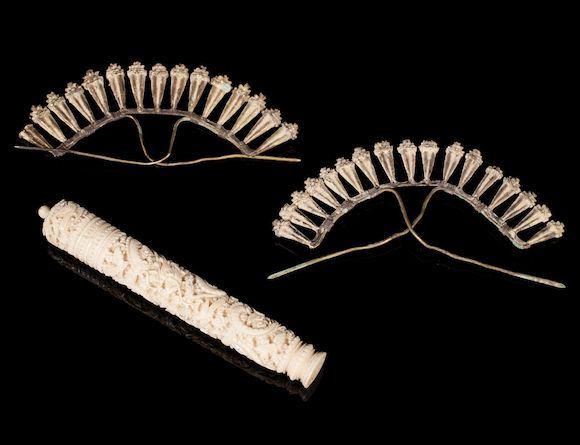 Bonhams : A Canton ivory needle case 19th century