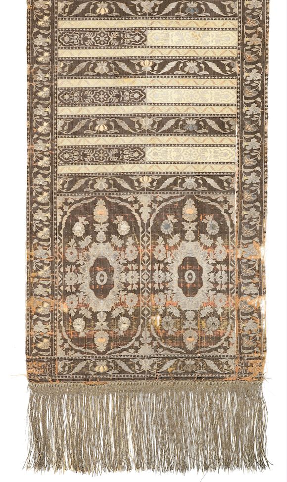 Bonhams : A fine Safavid style woven metal thread and silk Sash Poland ...
