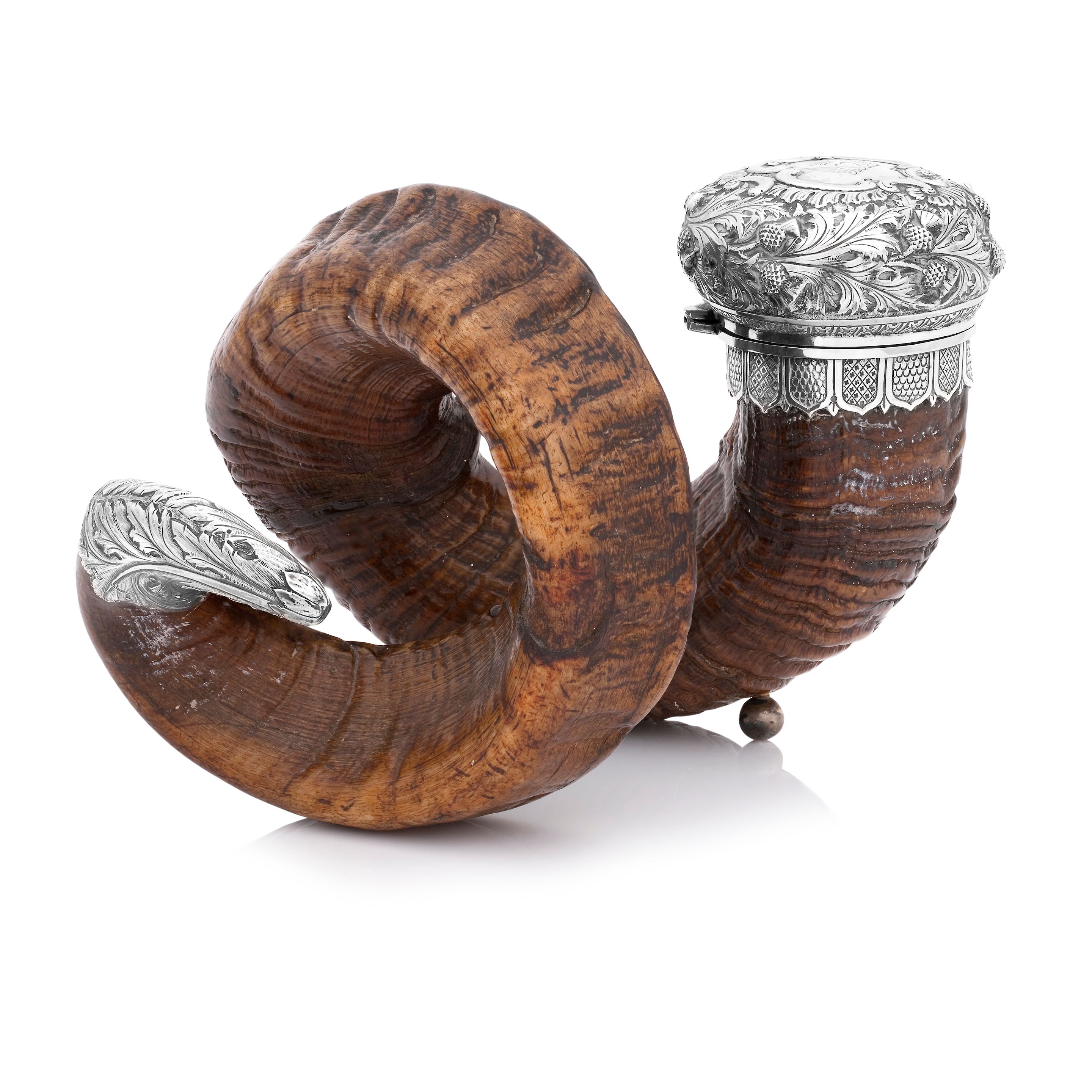 Bonhams : A 19th century Scottish provincial silver mounted ram's horn ...