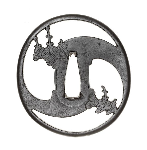 Bonhams : A Higo Nishigaki tsuba By a member of Kanshiro family, early ...