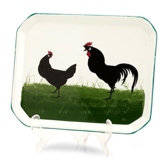 Bonhams A Wemyss Black Cockerels Tray