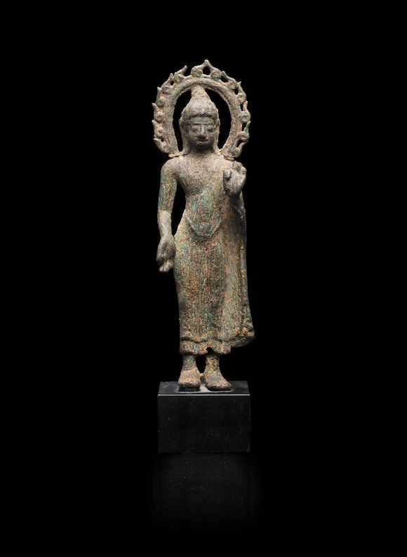 Bonhams : A bronze figure of Buddha Thailand, Mon-Dvaravati style, 9th ...