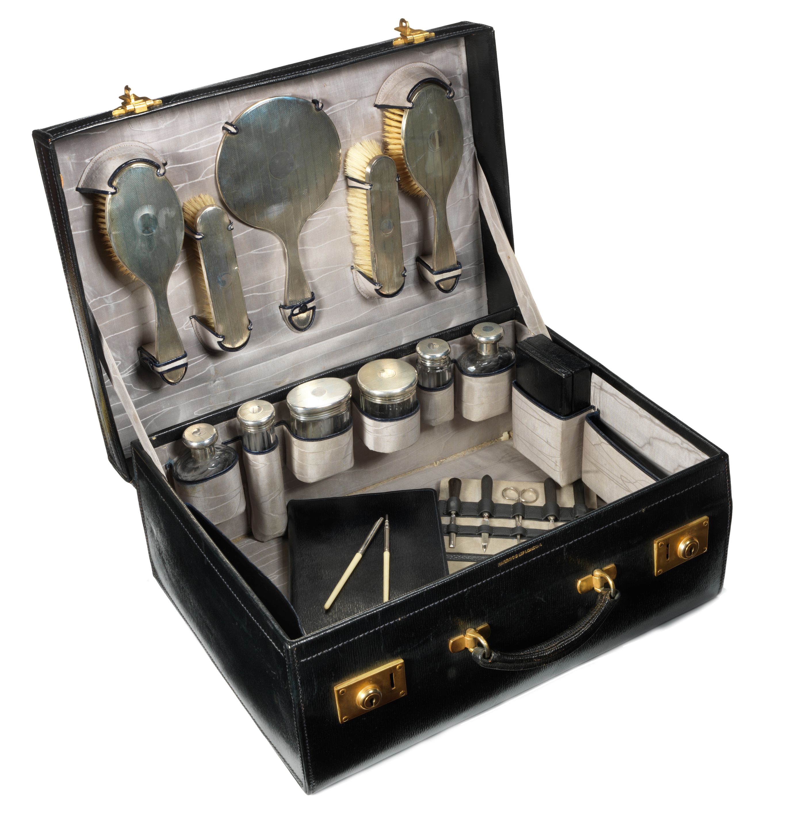 Bonhams Cars : A leather-cased gentleman's vanity case with sterling ...
