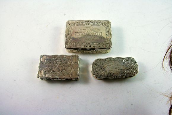 Bonhams : Two Victorian silver snuff boxes the first by David Pettifer ...