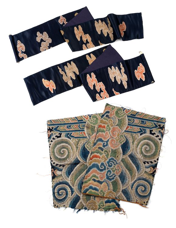 Bonhams : A pair of brocade border panels for a robe 17th century