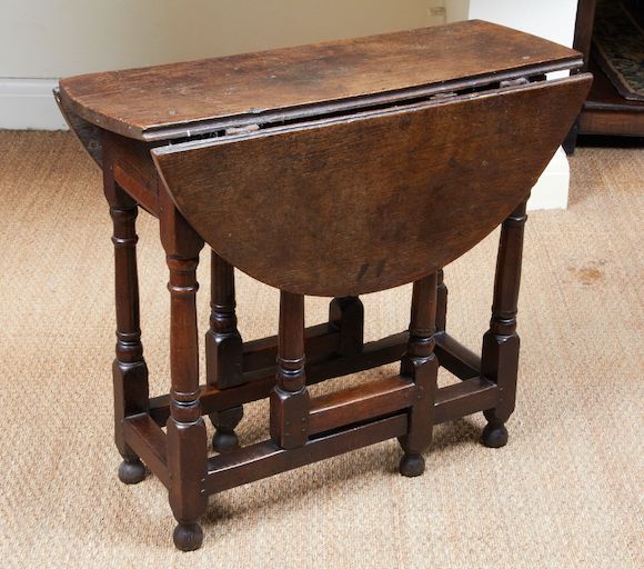 Bonhams : A Charles II oak gateleg occasional table, English, circa 1660