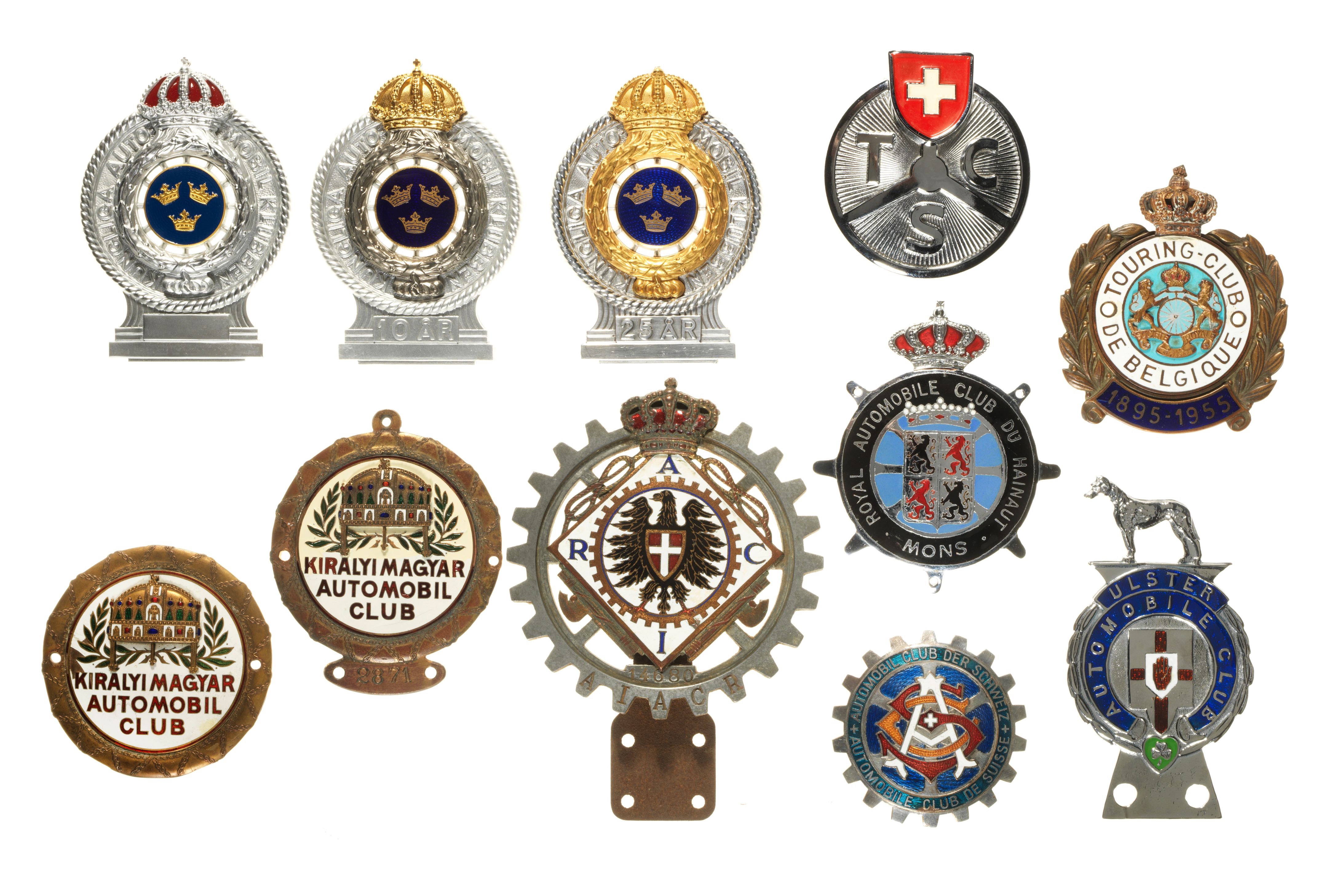Bonhams Cars : A good collection of European motoring club badges,
