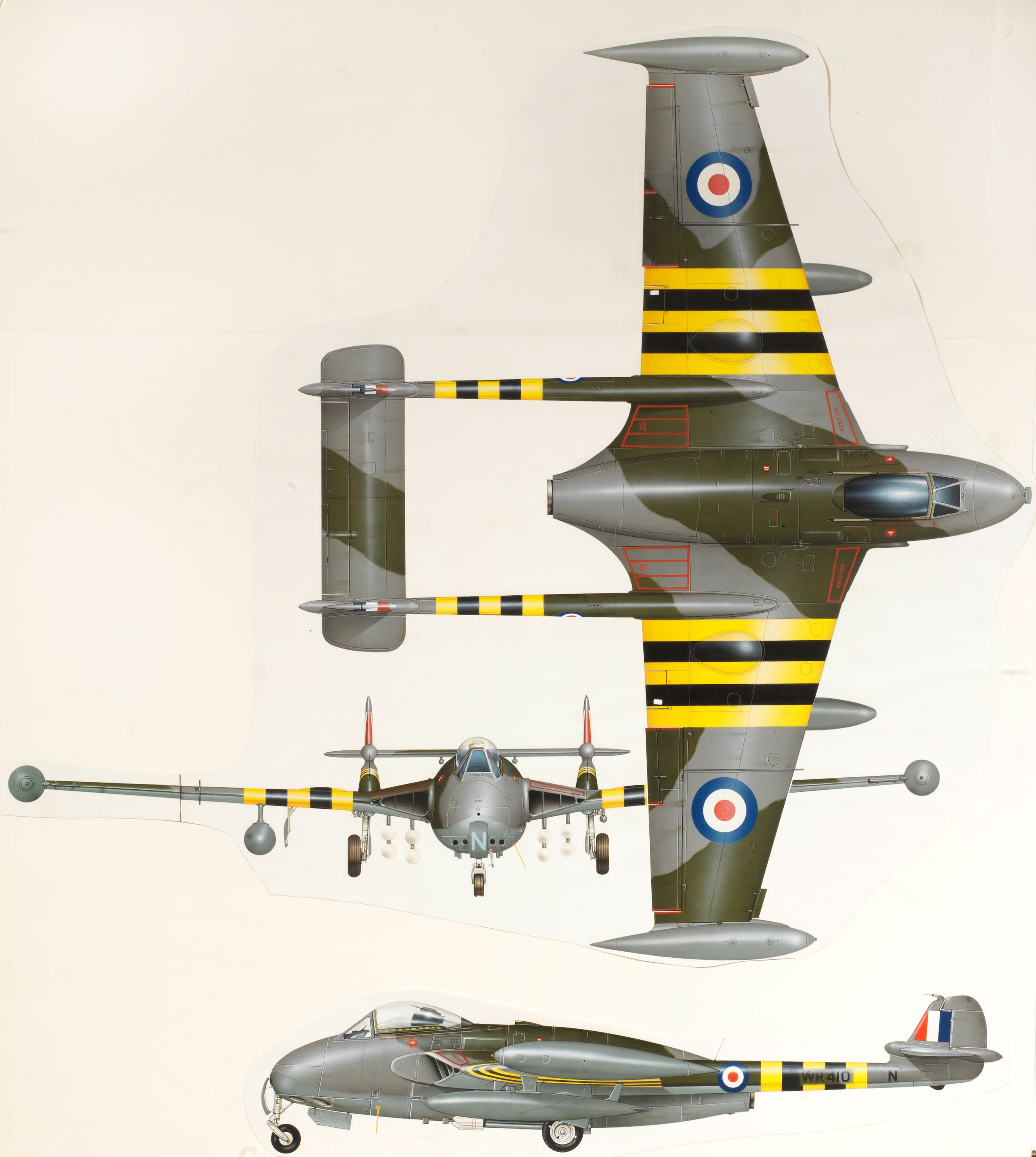 Bonhams Cars : Three painted aircraft profiles,