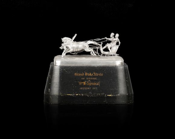 Bonhams : An Imperial presentation silver troika group on stand Sazikov ...