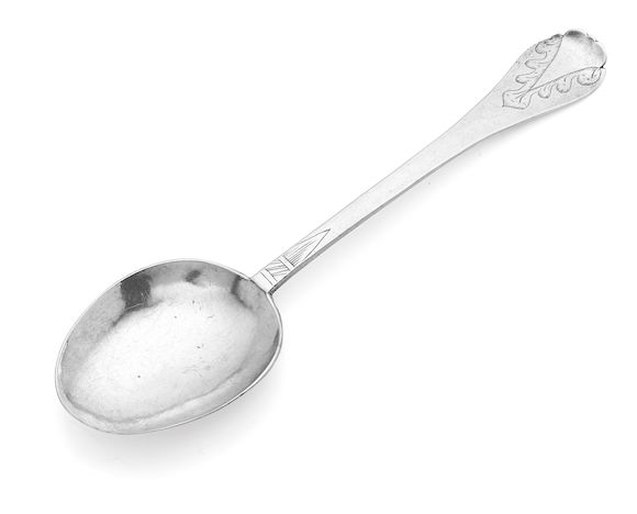 Bonhams : A late 17th century silver trefid spoon probably by Alexander ...