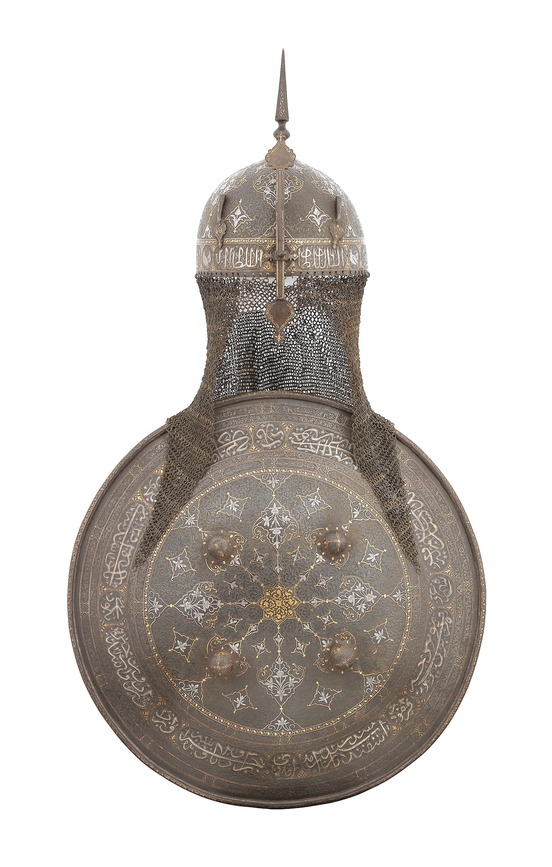 Bonhams : A Fine Persian Steel Kulah Khud And Dhal