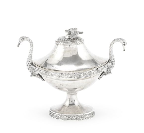 Bonhams : An early 19th century Russian silver sauce tureen with cover ...