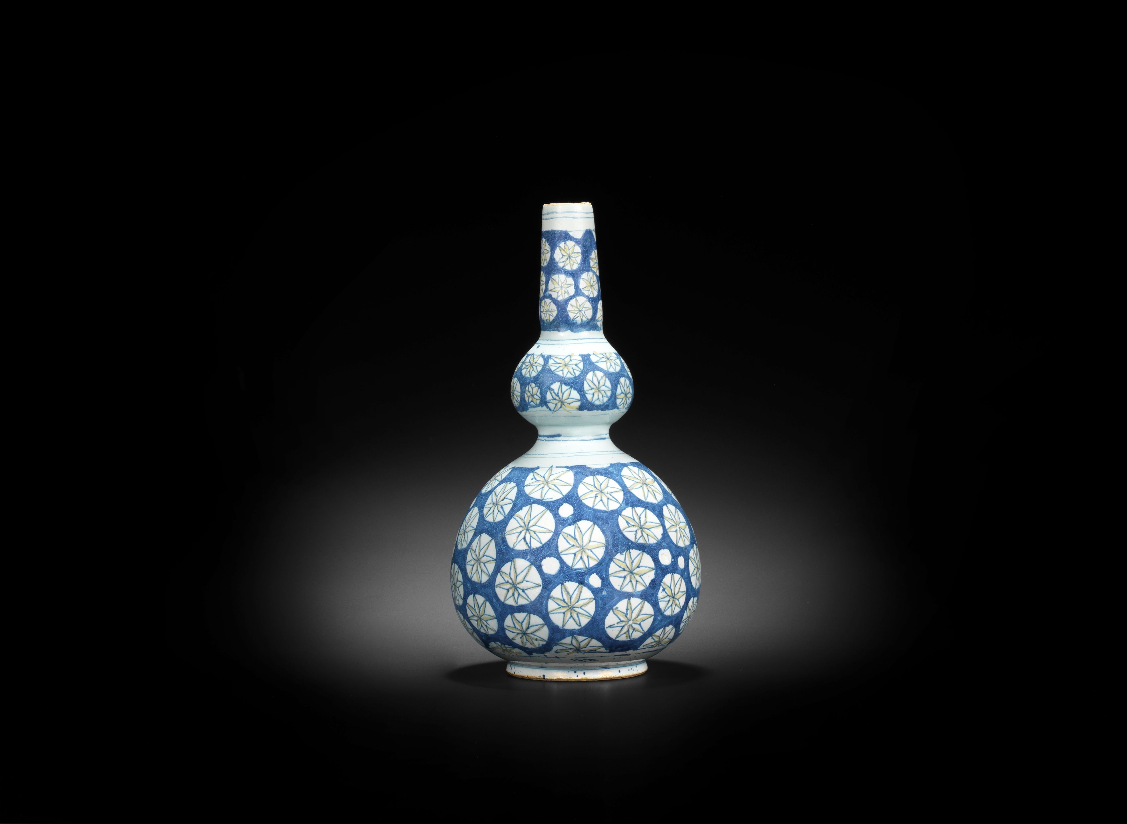 Bonhams : A rare English delftware double gourd bottle vase, circa 1700