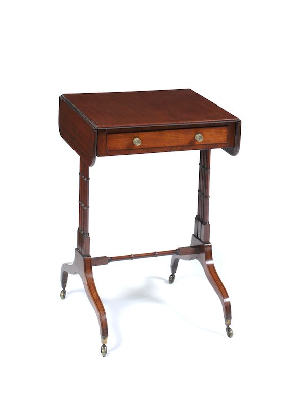 Bonhams : A Regency mahogany drop flap work table