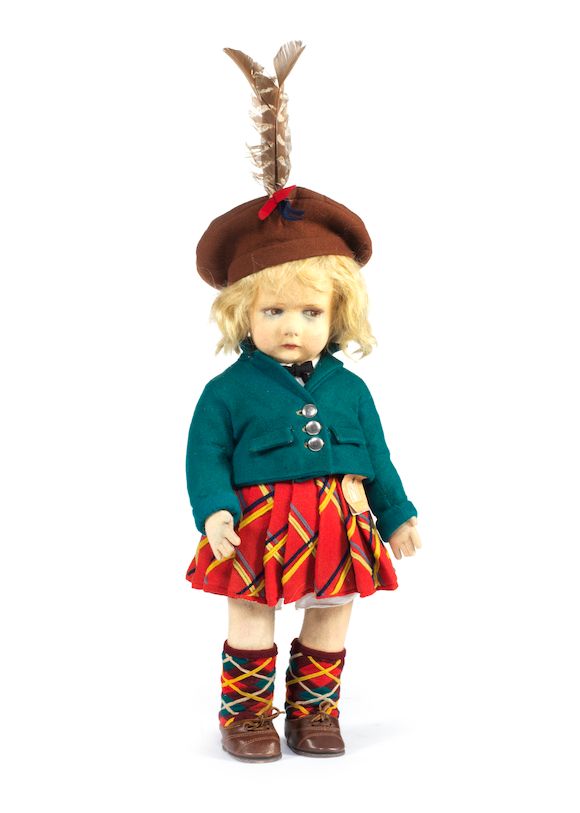 Bonhams : A Lenci felt girl doll in traditional Scottish clothing