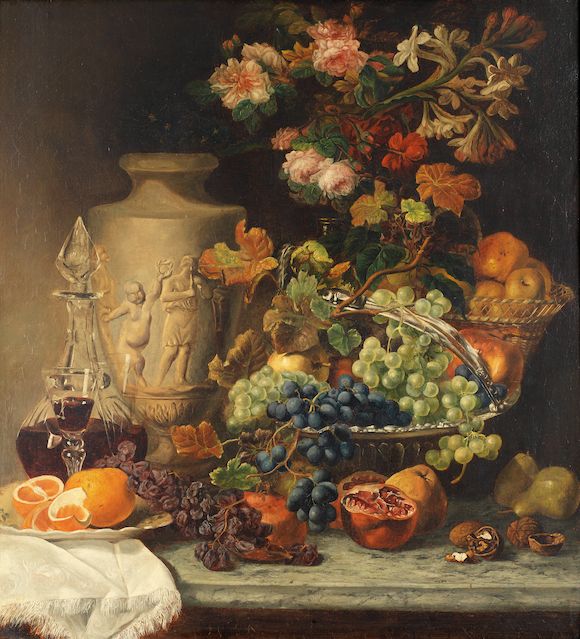Bonhams : Circle of George Lance (British, 1802-1864) Still life of fruit