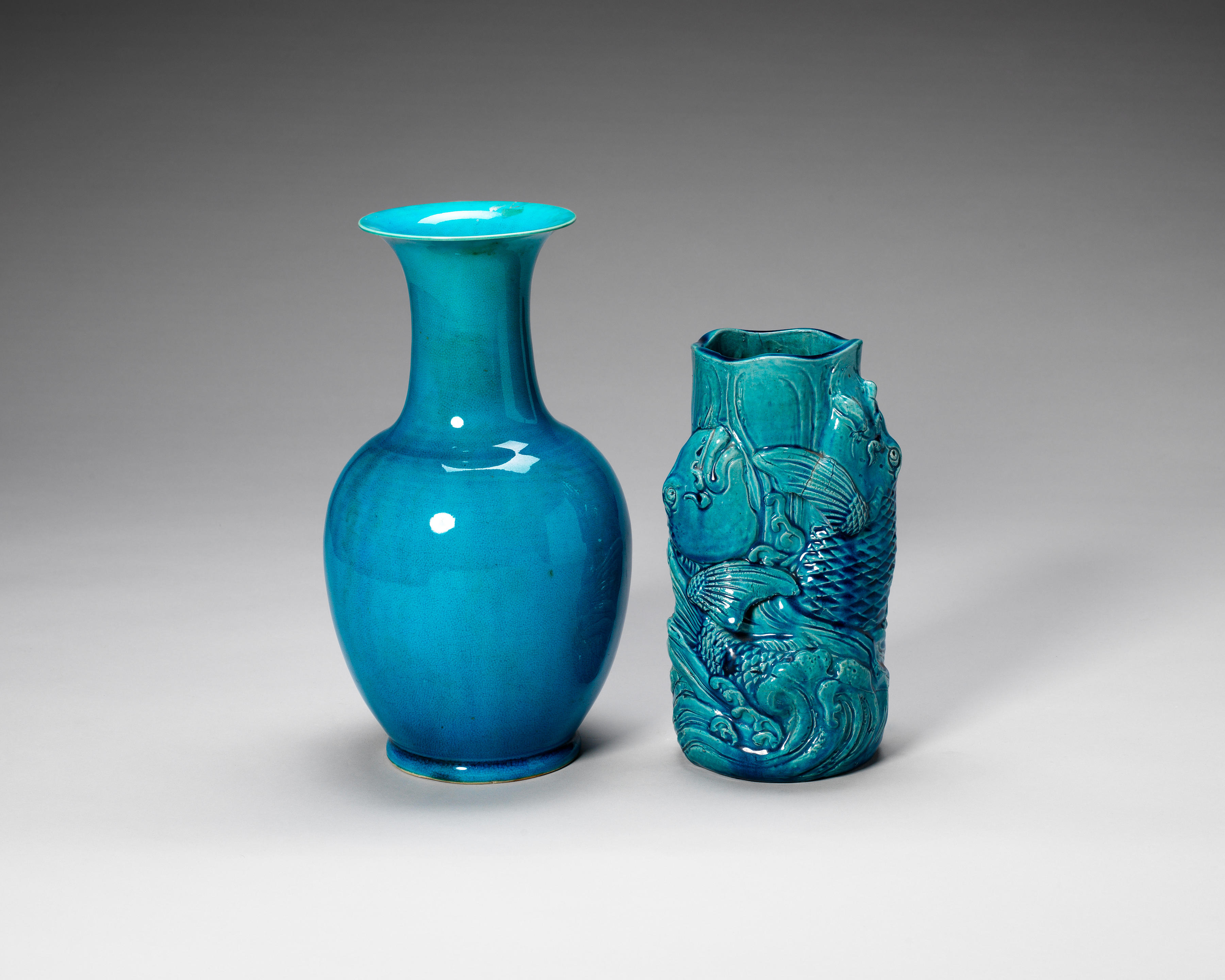 Bonhams Two Turquoise Glazed Vases 18th19th Century
