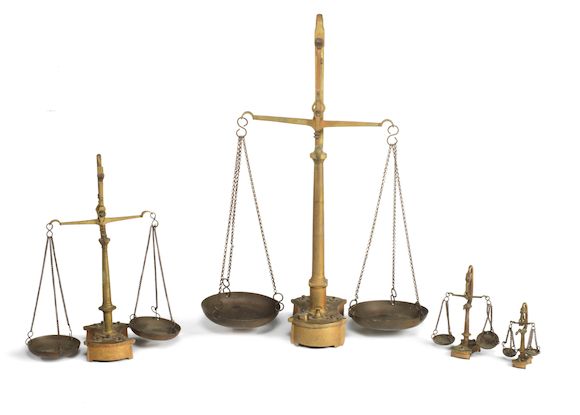 Bonhams : Four brass sets of scales 19th century,